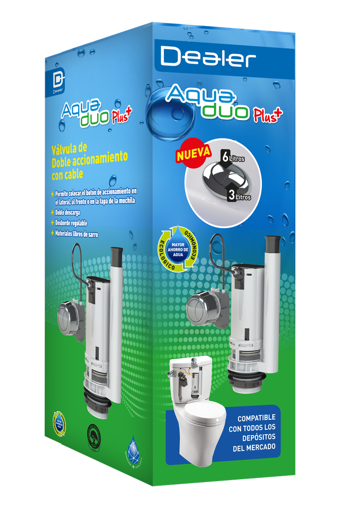 VALVULA DESCARGA SERVO DOBLE ACCIONAMIENTO X 2" AQUA DUO PLUS | Dealer SA